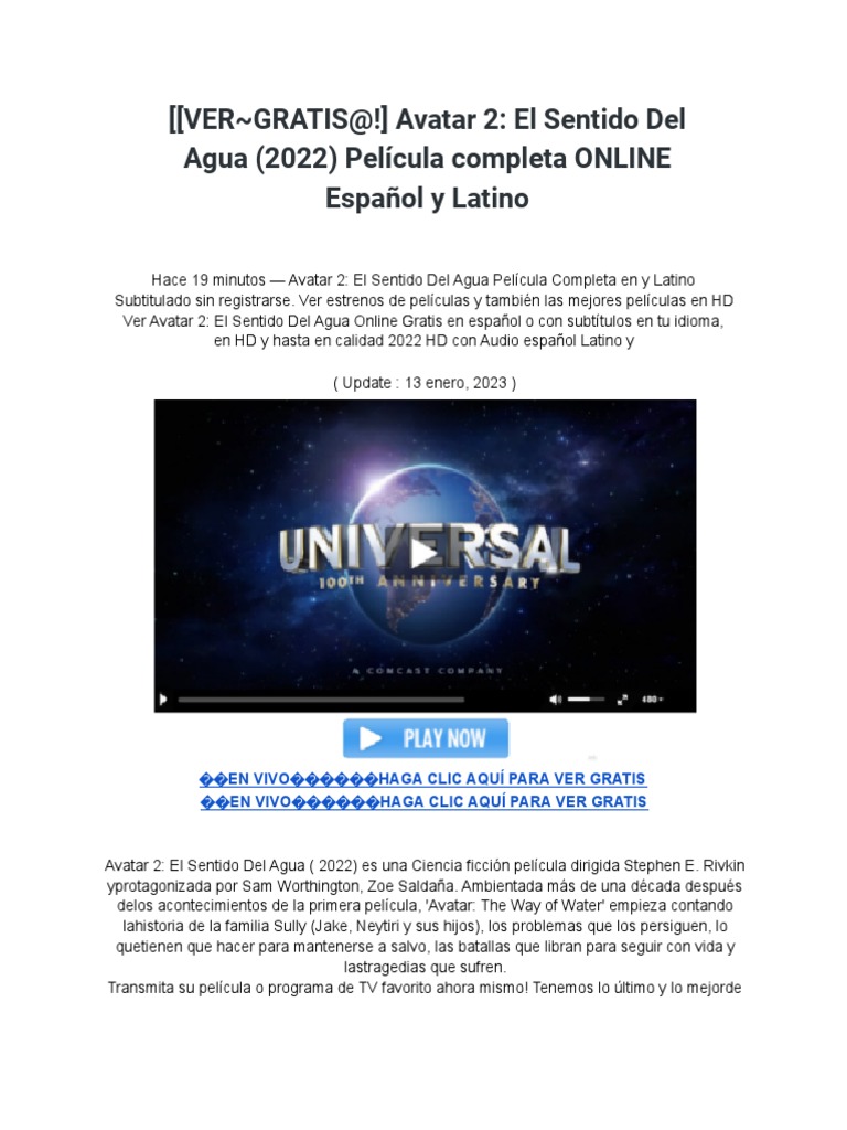 Ver Avatar 2 El Sentido Del Agua 2022 Pelicula Completa Gratis | PDF Ver Avatar 2 El Sentido Del Agua 2022 Pelicula Completa Gratis | PDF