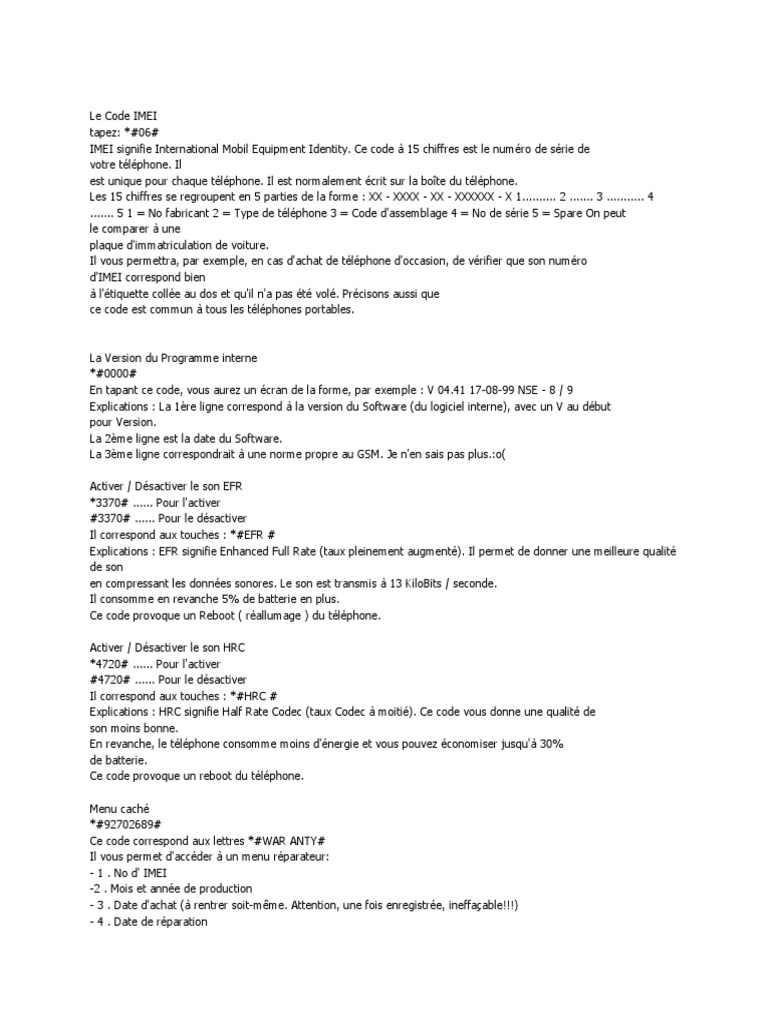 Codes essentiels pour déblocage GSM | PDF | Téléphones portables | Modem