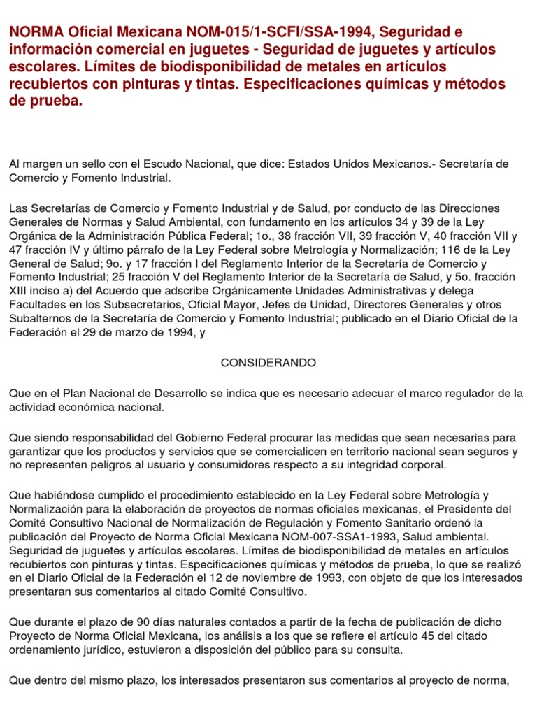Nom 015 1 Scfi Ssa | PDF | Revestimiento | México