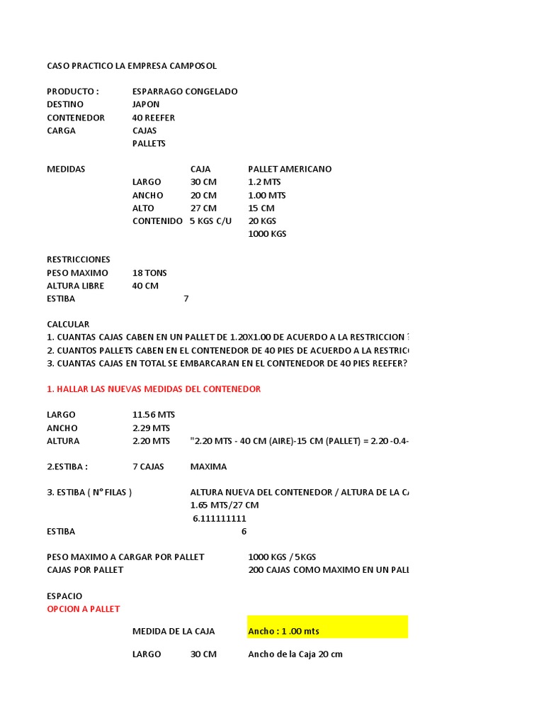 Practica de Cubicaje 05.08.22 | PDF | Paleta | Procesos de negocio