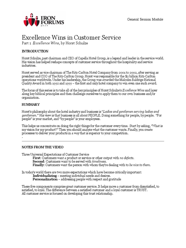 Excellence Wins Part 1 | PDF