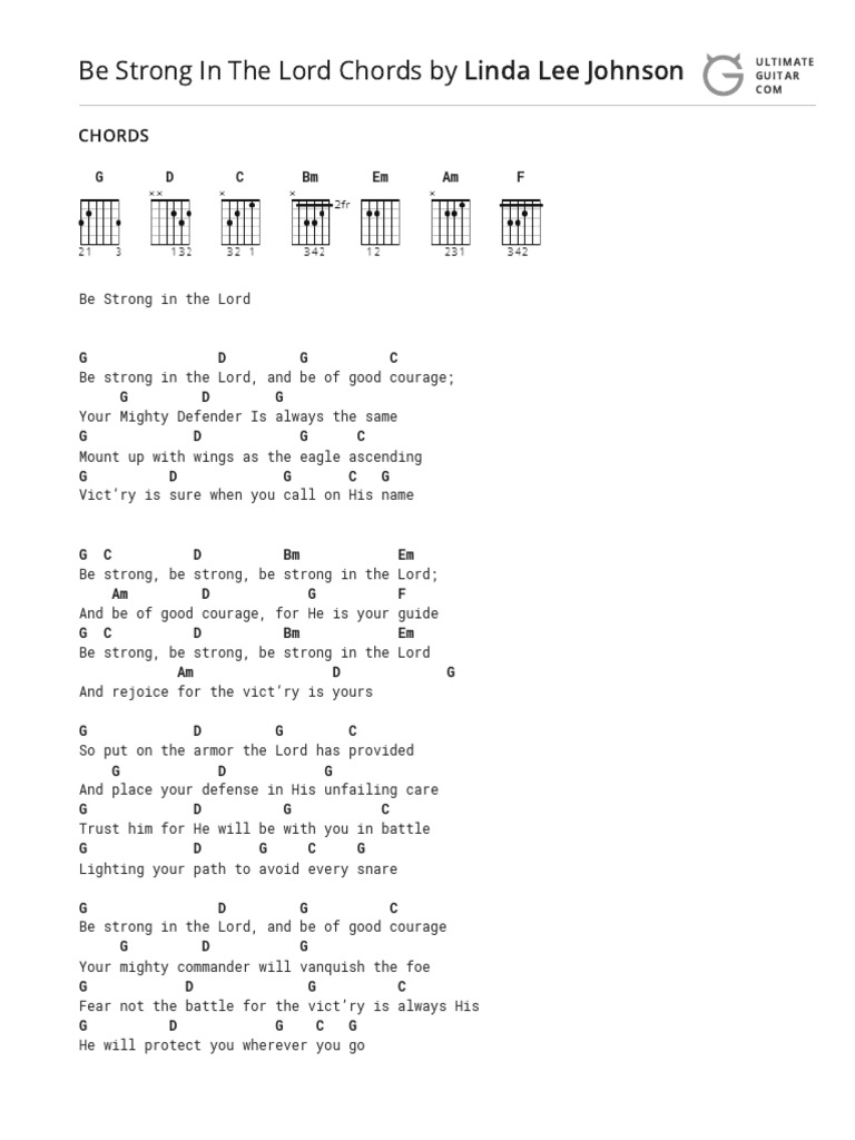 Be Strong in The Lord Chords by Linda Lee Johnsontabs at Ultimate ...