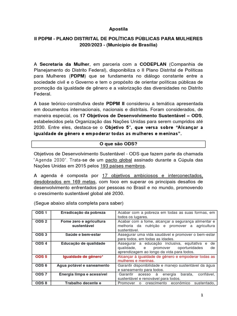 Eixos do II PDPM para Mulheres | PDF | Sustentabilidade | Estudos de Gênero