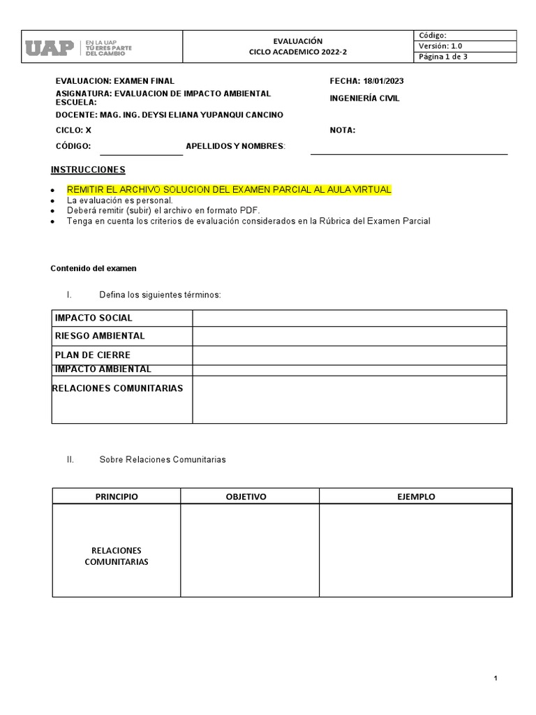 Examen - Final - Eia Final | PDF | Prueba (evaluación) | Evaluación
