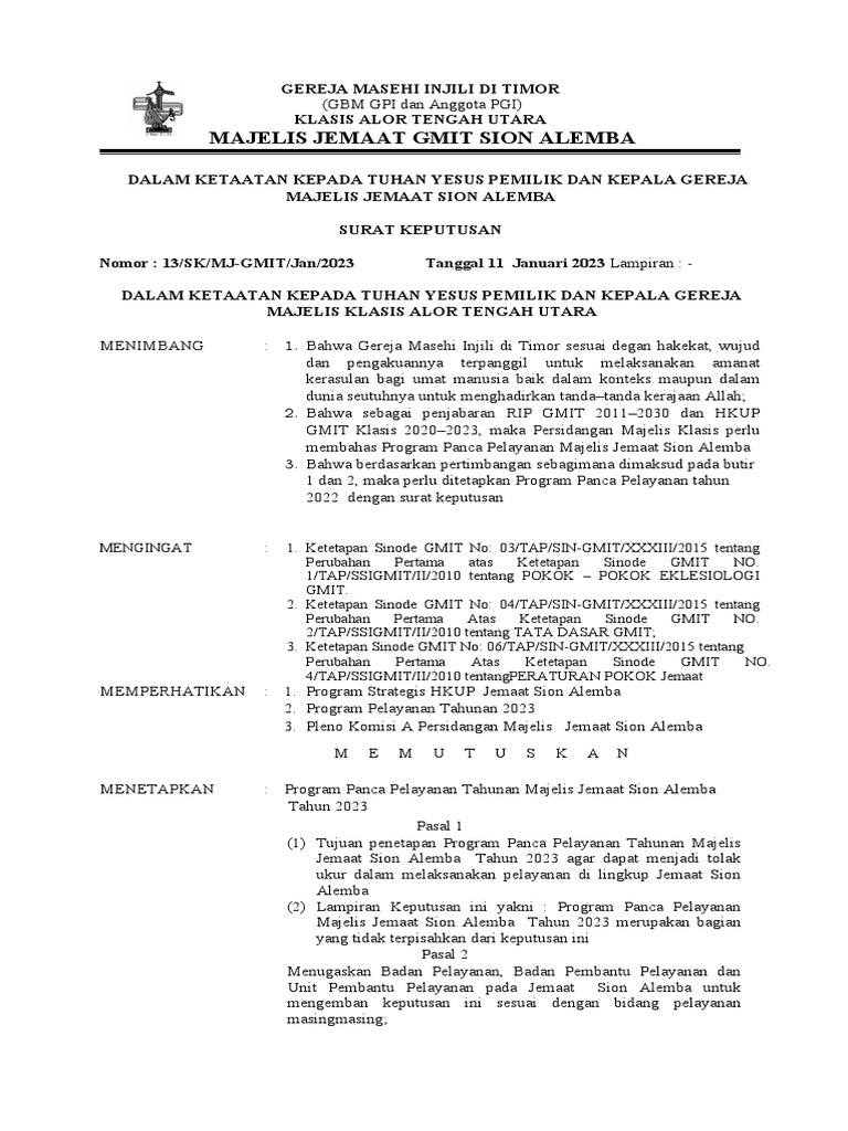 Majelis Jemaat Gmit Sion Alemba | PDF