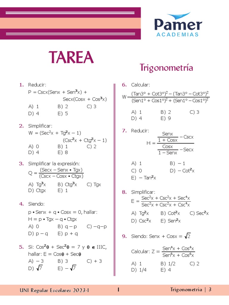 Trigonometria - Sem 3 | Descargar gratis PDF | Ajedrez Trigonometria - Sem 3 | Descargar gratis PDF | Ajedrez