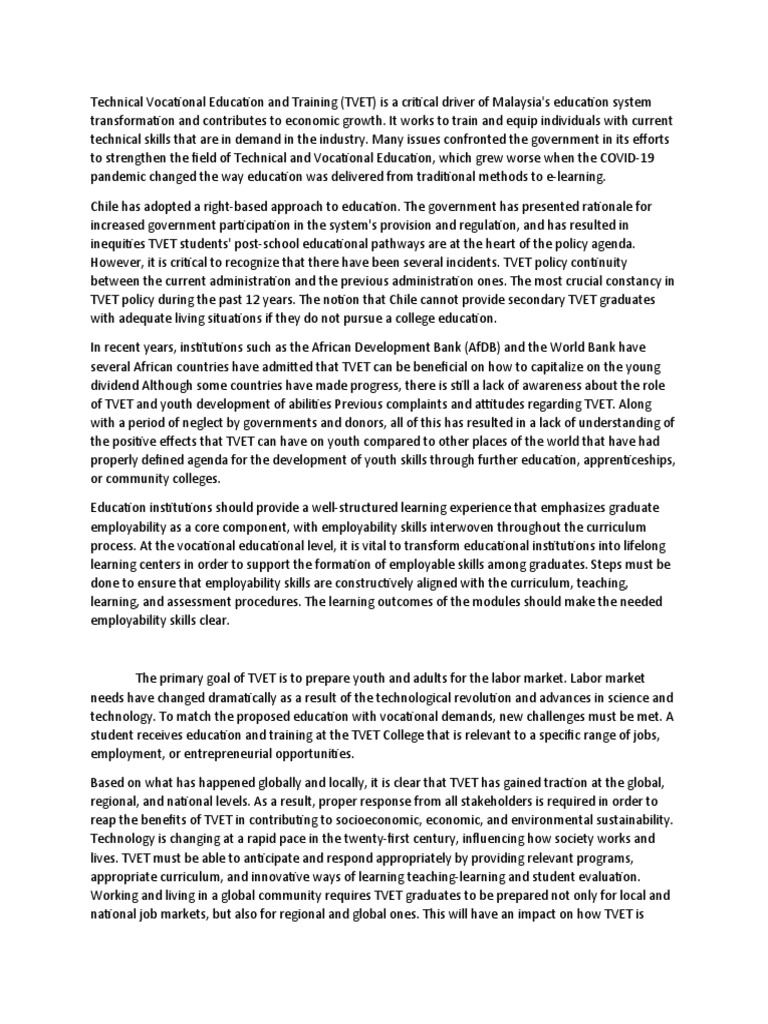 Transforming TVET for Economic Growth | PDF | Vocational Education | Curriculum