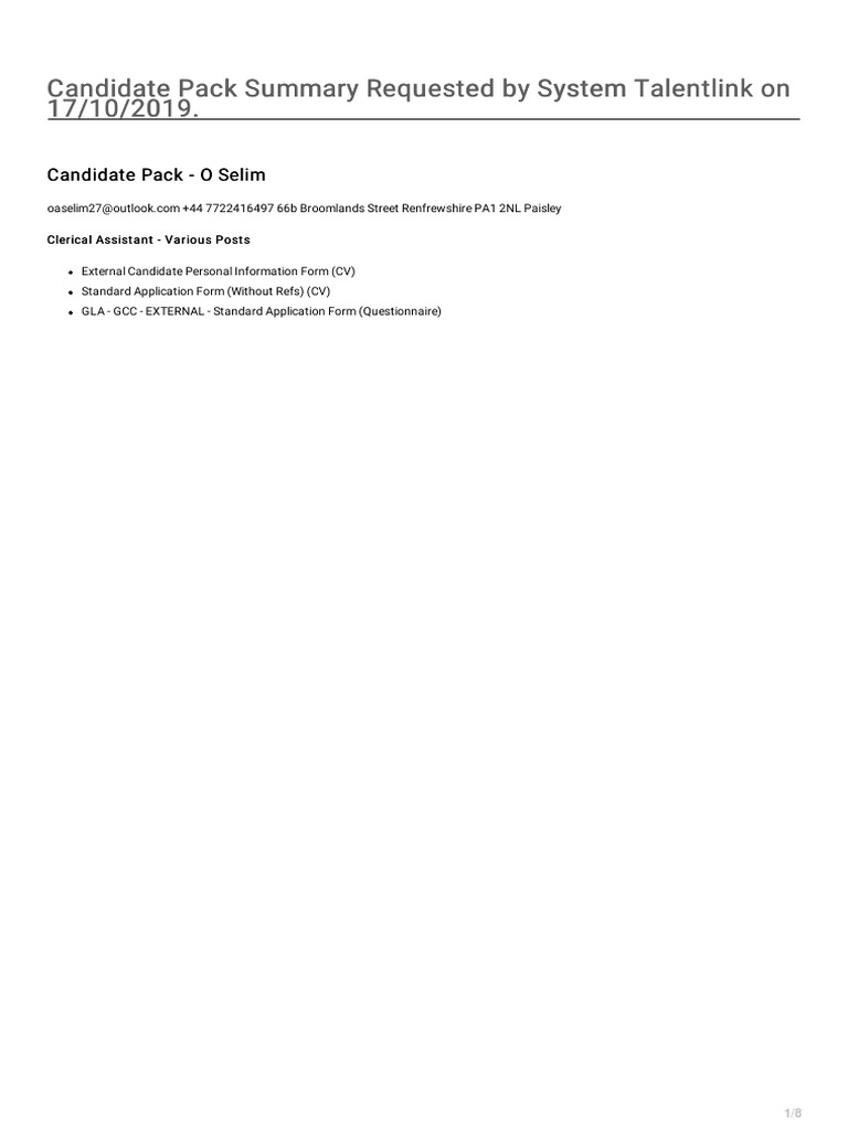 O Selim Candidate Pack | PDF | Disability | Information