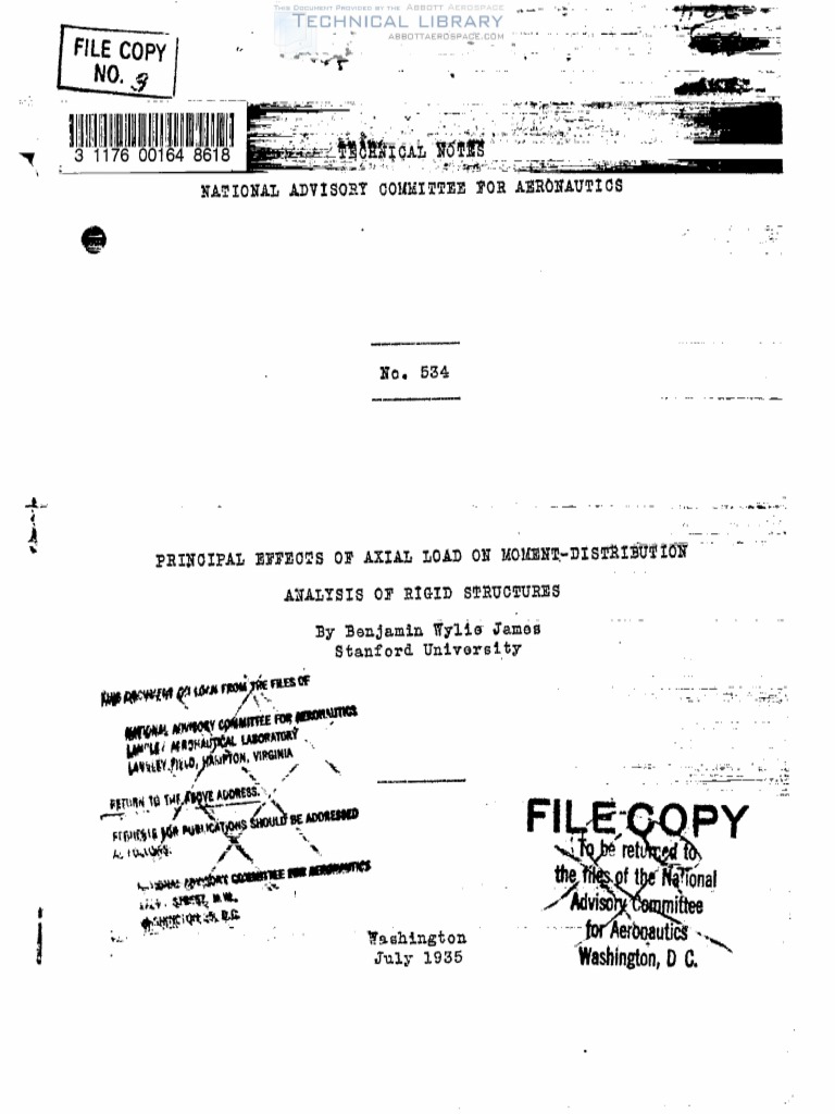 Naca-Tn-534 Principal Effects of Axial Load On Moment Distribution ...