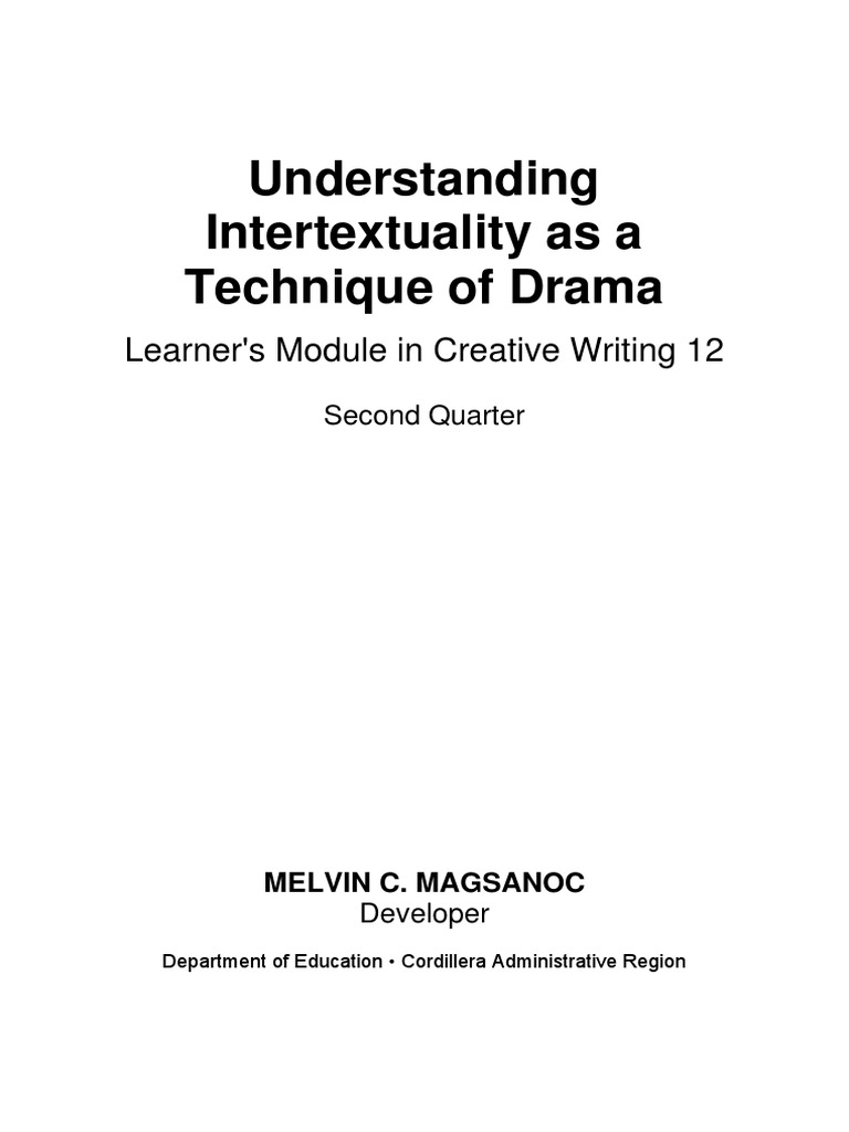 Passed 1817-12-20MELCSintertextualityasatechniqueofdrama | PDF ...
