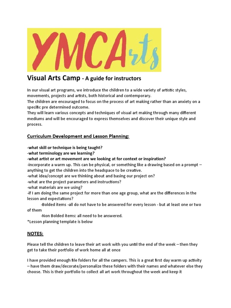 Visual Arts Camp Instructor Guide | PDF | Pastel