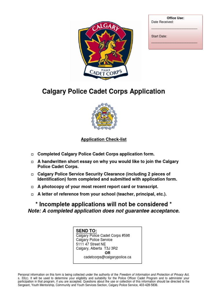 CPCC Cadet Application Form v4 | PDF