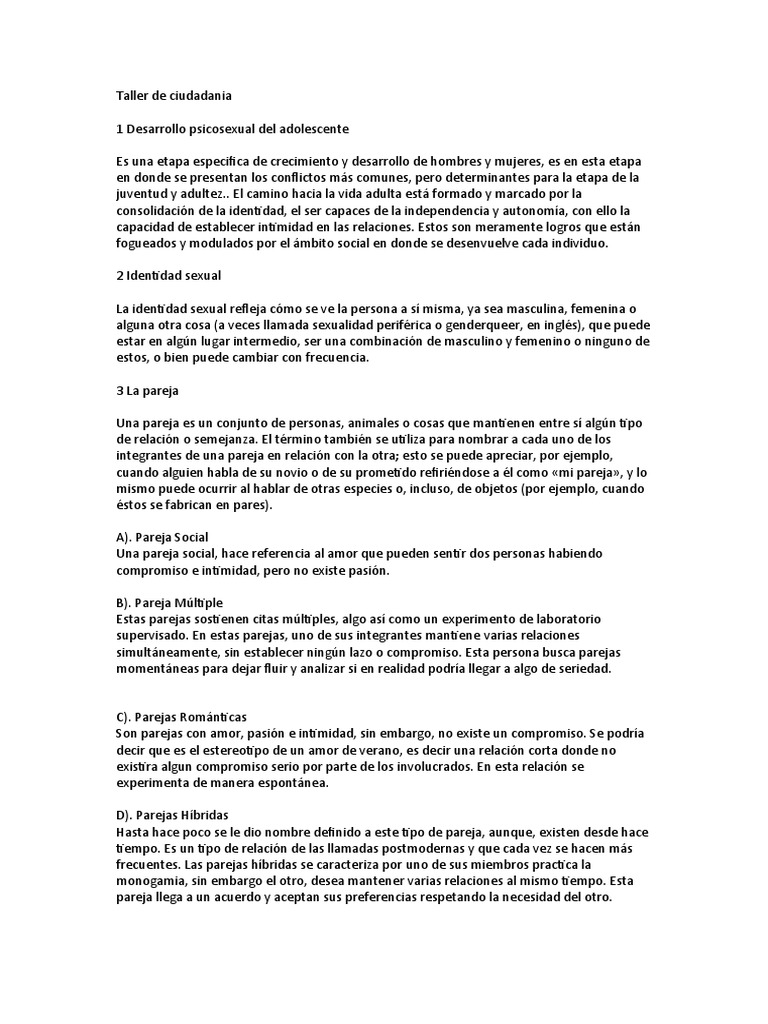 Taller De Ciudadania Pdf Matrimonio Amor