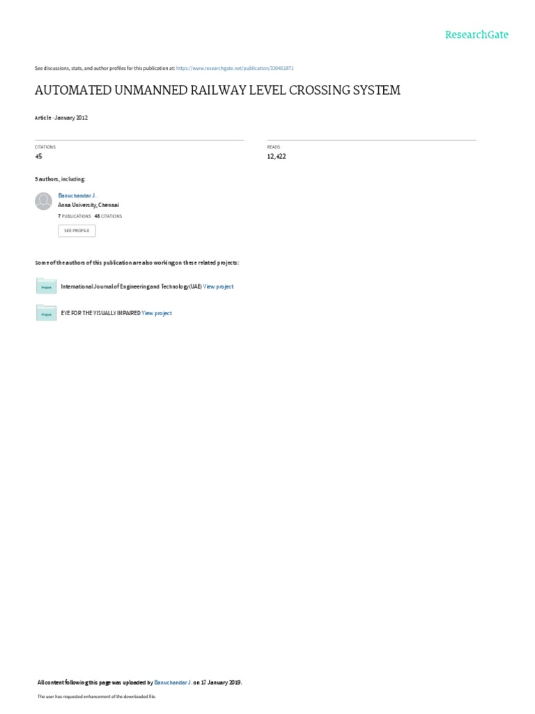 Automated Unmanned Railway Level Crossing System: January 2012 | PDF ...