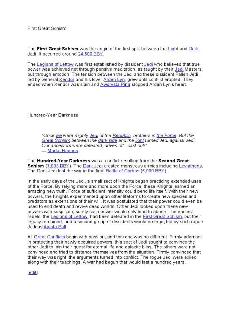 First Great Schism | PDF | Sith | Jedi