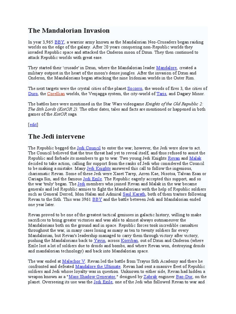 The Mandalorian Invasion | PDF | Jedi | Sith