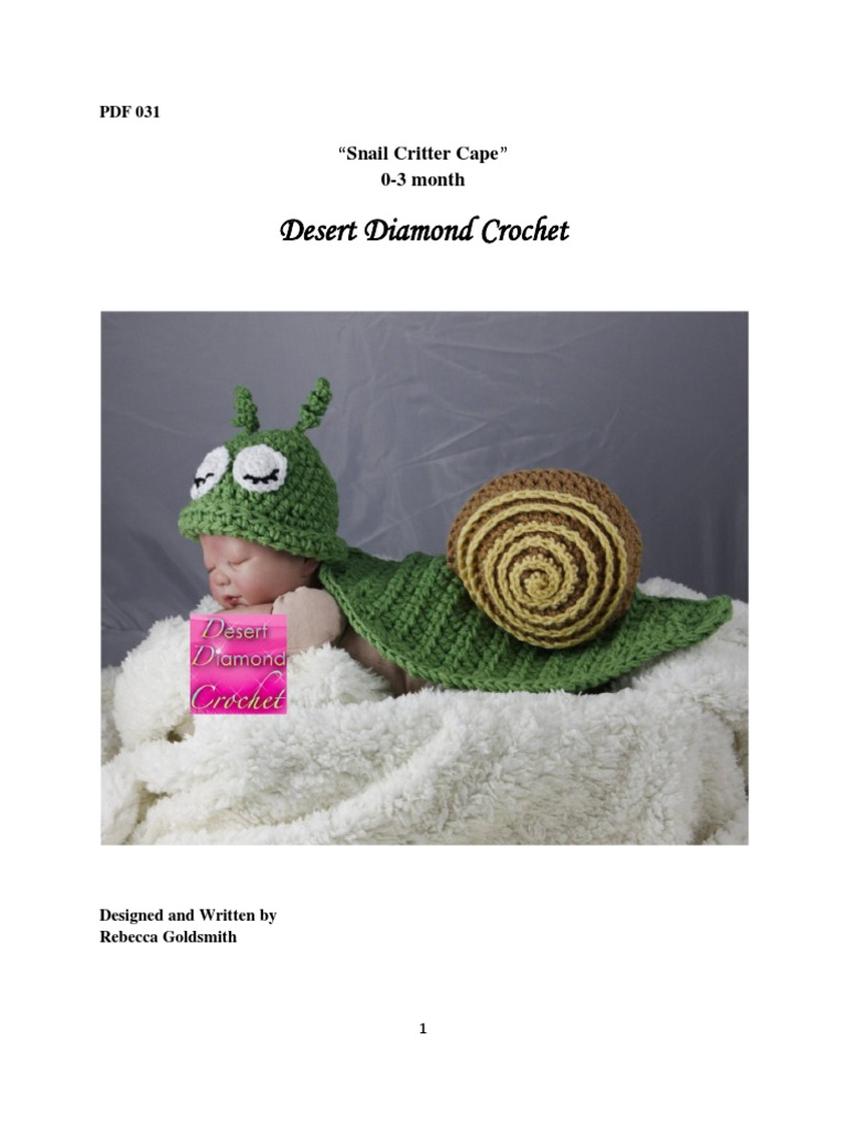 Desert Diamond Crochet - 031 - Snail Critter Cape (C) (NEW) | PDF ...