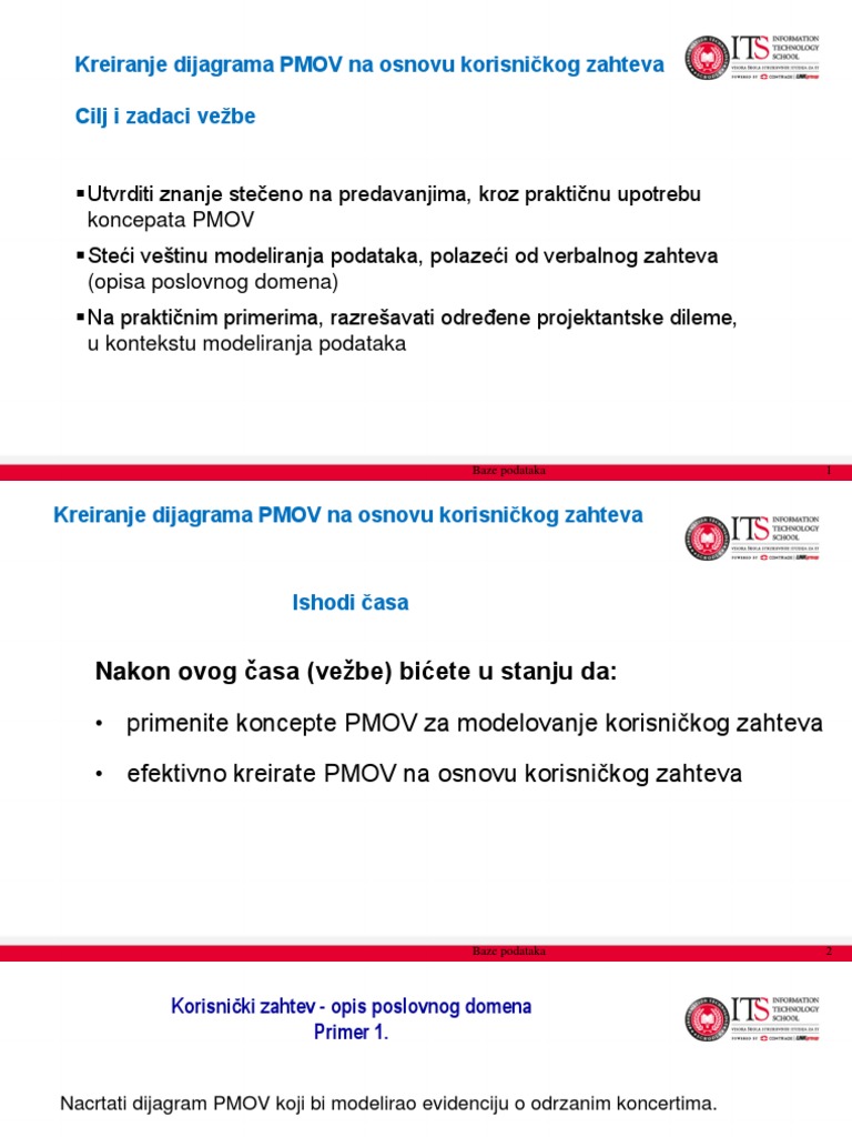 Kreiranje Dijagrama PMOV Na Osnovu Korisničkog Zahteva Cilj I Zadaci Vežbe | PDF