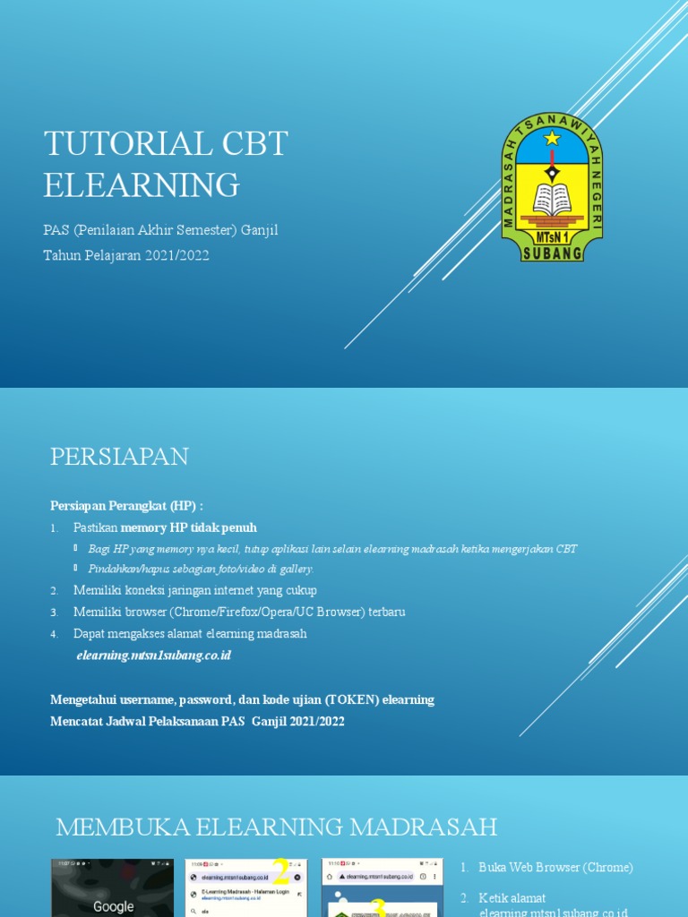 Petunjuk Mengerjakan CBT Elearning - PAS 2021 | PDF
