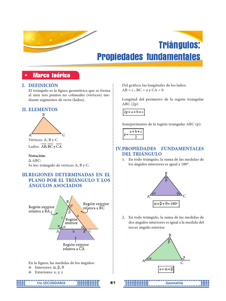 07 Triangulos. Propiedades Fundamentales | PDF | Triángulo | Formas geométricas