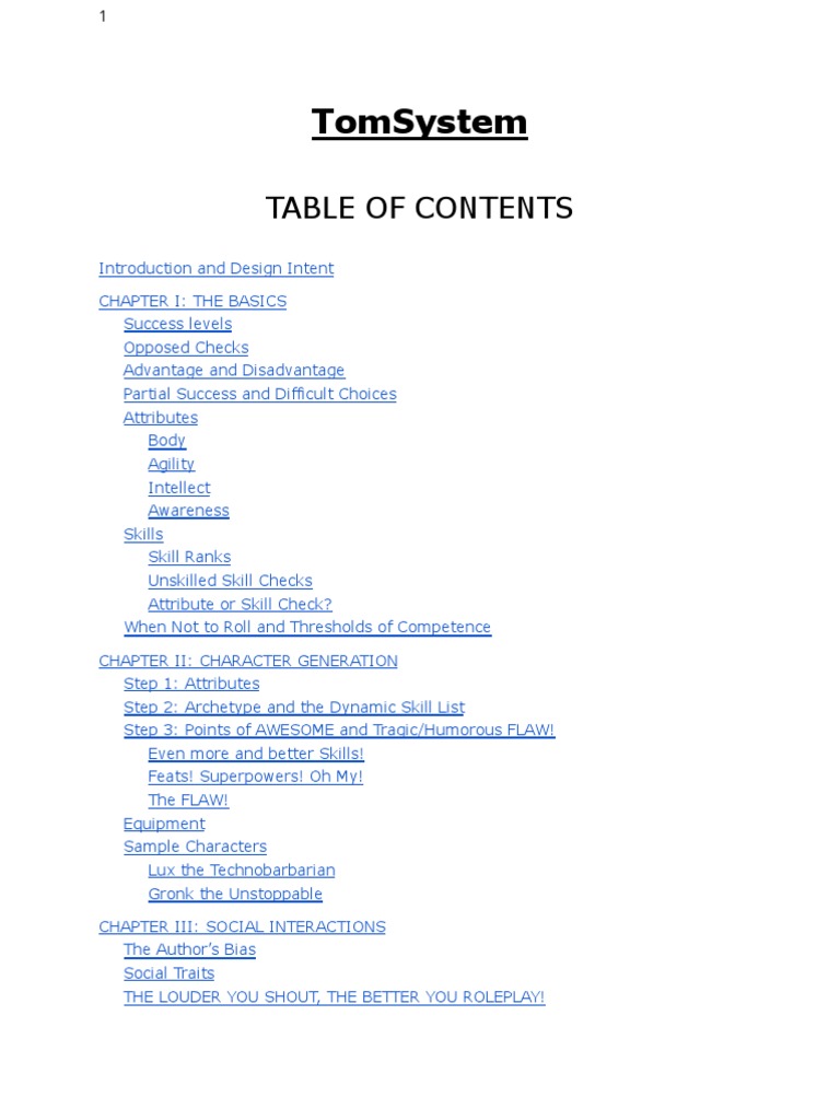 TomSystem RPG, a Unisystem Heartbreaker Homebrew | PDF | Dungeons ...