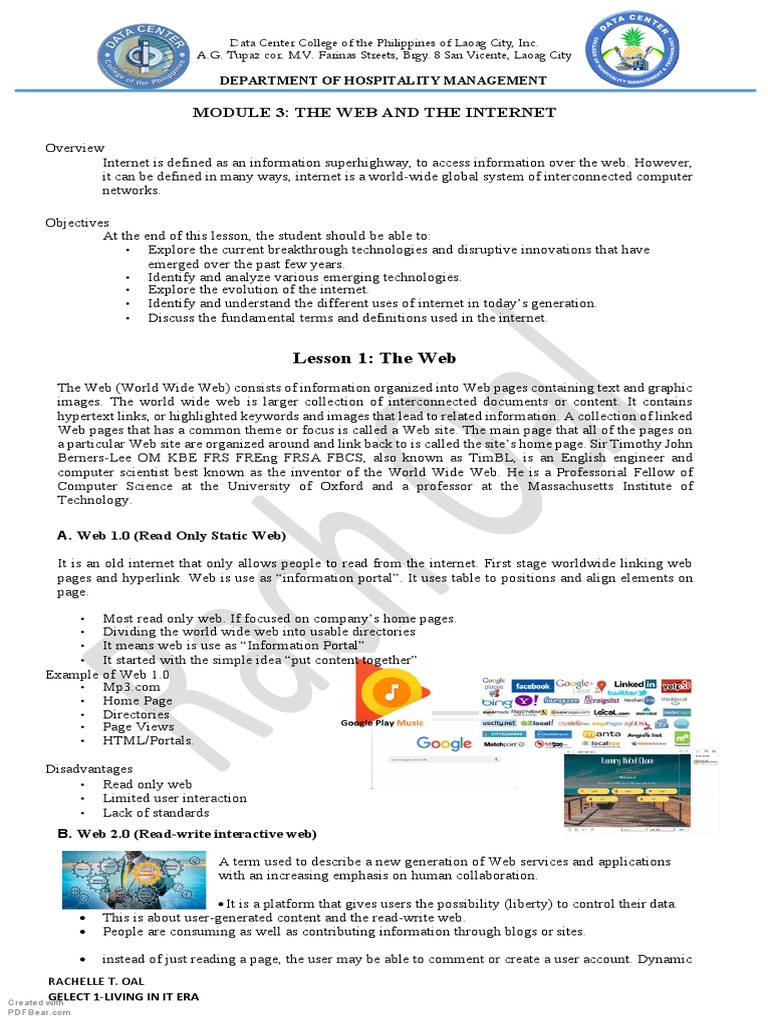 Module 3 Week 3 and Week 4 | PDF | World Wide Web | Internet & Web