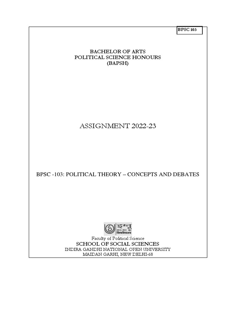 BPSC 103 Political Theory Assignment Guide | PDF | Test (Assessment ... BPSC 103 Political Theory Assignment Guide | PDF | Test (Assessment ...