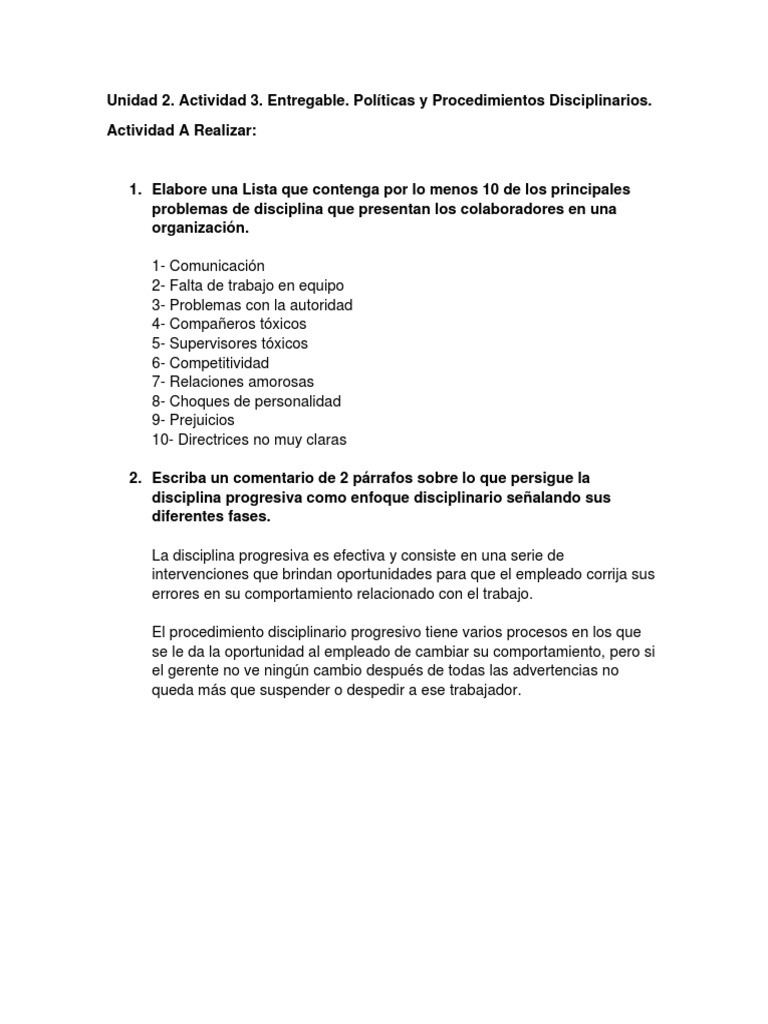 Problemas Disciplinarios y Soluciones | PDF | Disciplinas | Conceptos ...