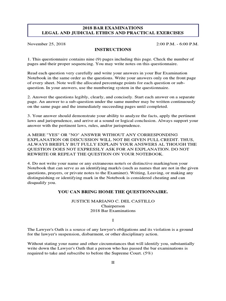 2018 - Legal Ethics and Practical Exercises | PDF | Lawyer | Complaint