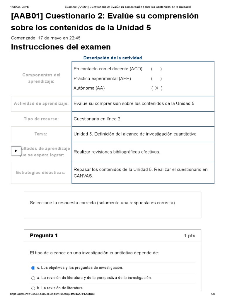 Examen - (AAB01) Cuestionario 2 - Evalúe Su Comprensión Sobre Los ...