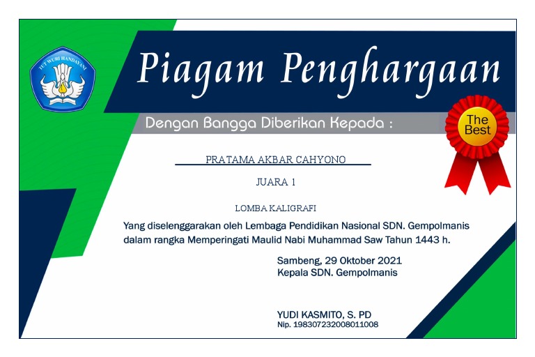 Piagam Penghargaan | PDF