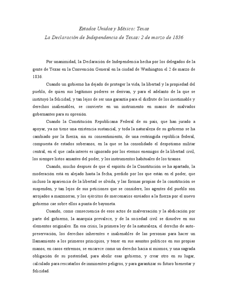 Mexico y Estados Unidos (Independencia de Texas) - 16 B | PDF ...