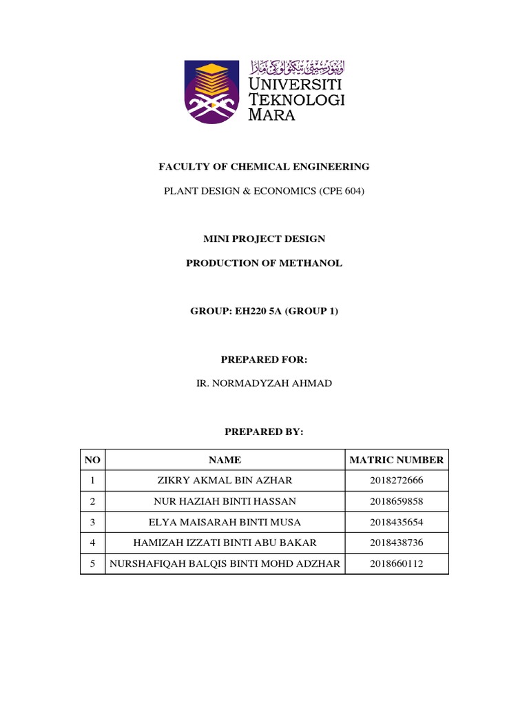 Report Mini Project-Group 1 | Download Free PDF | Gasification | Methanol