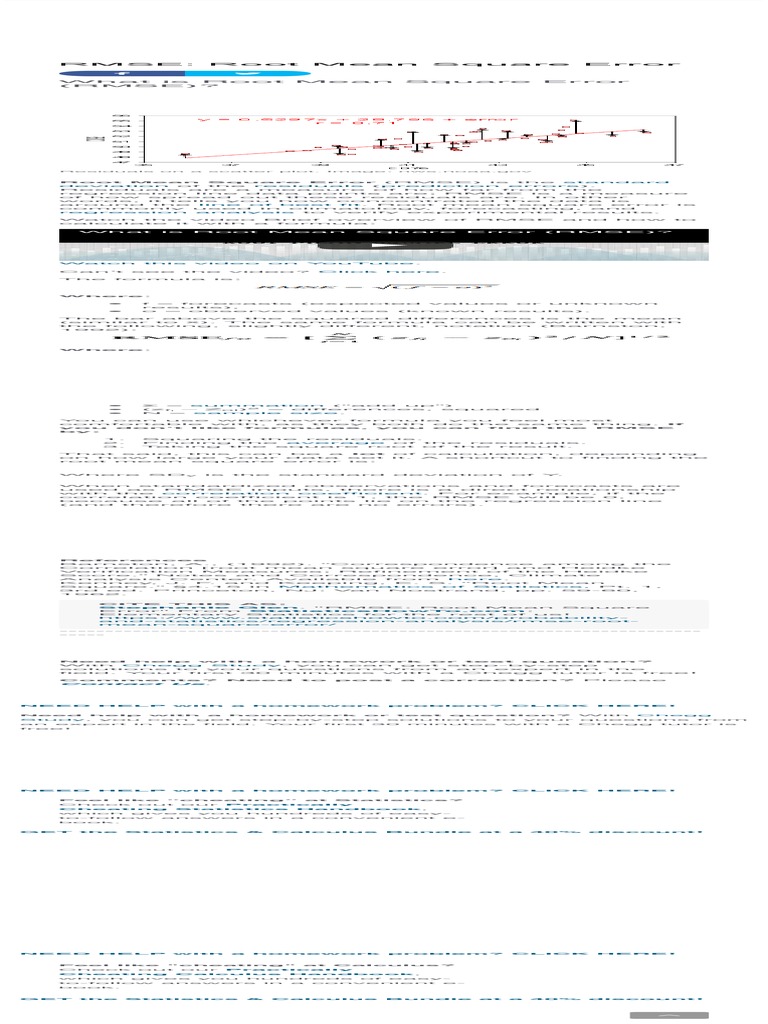 RMSE Root Mean Square Error - Statistics How To | PDF | Errors And Residuals | Root Mean Square ...