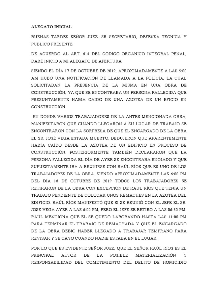 Alegato Inicial | PDF | Crímenes | Crimen y violencia