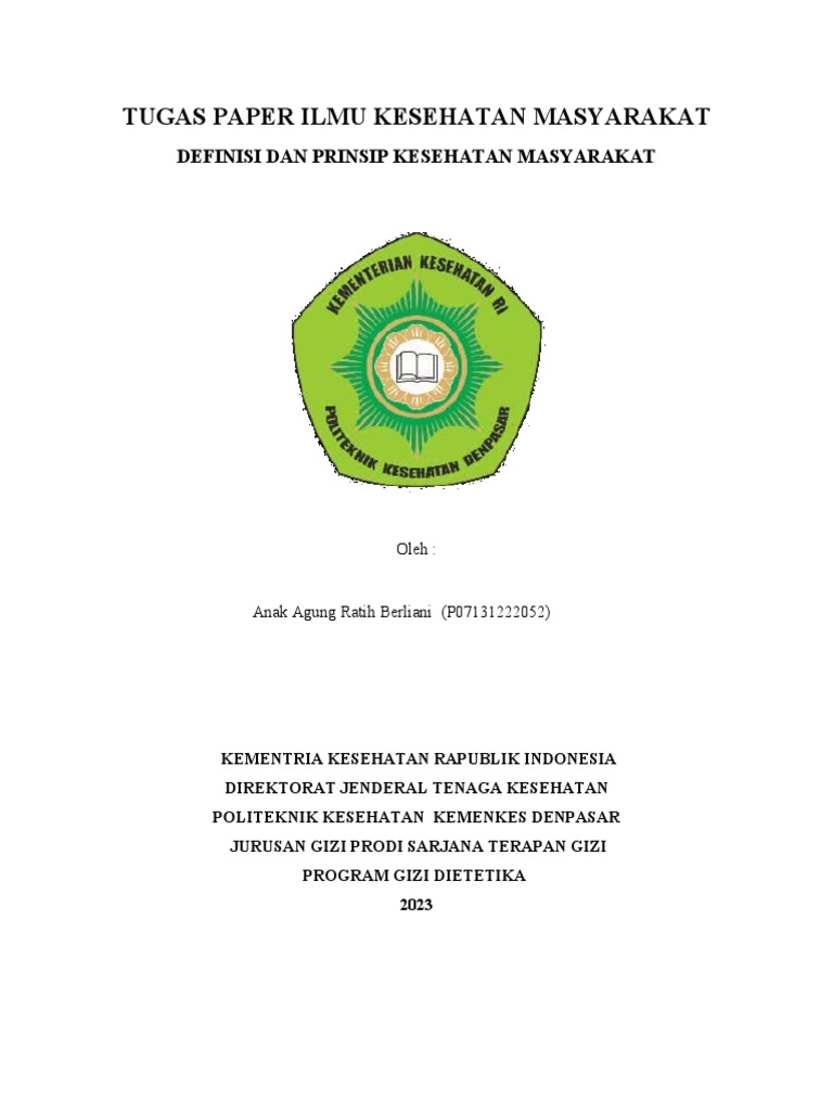 052 - A A Ratih Berliani - Definisi Dan Prinsip Kesehatan Masyarakat | PDF