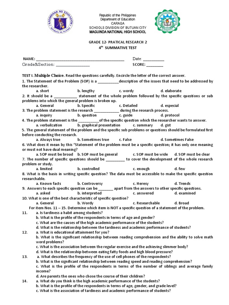 PR2 Q1 4th Summative Test | Download Free PDF | Reading Comprehension ...