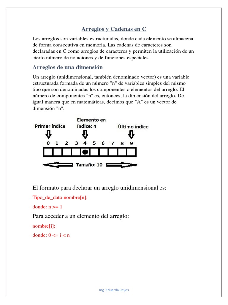 Arreglos y Cadenas en C | PDF | Estructura de datos de matriz | Cadena (informática)