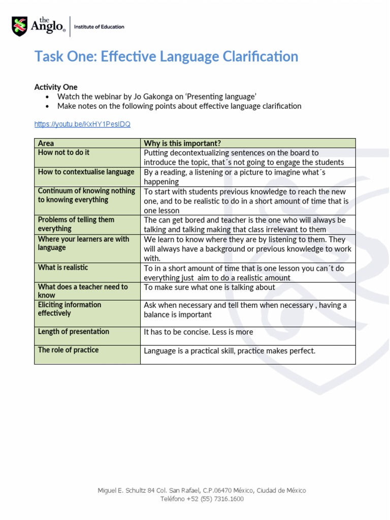 Effective Language Clarification Strategies | PDF | Learning | Stress ...