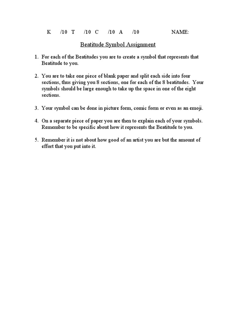 Beatitude Symbol Assignment | PDF