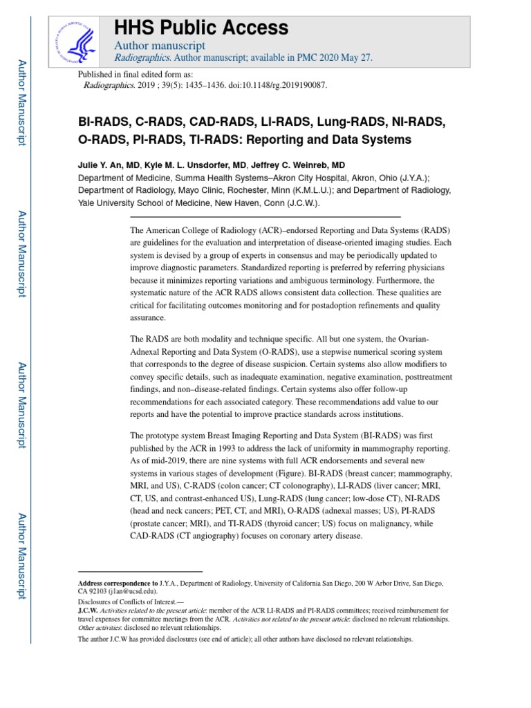 Bi Rads, C Rads, Cad Rads, Li Rads, Lung Rads, Ni Rads | Download Free ...