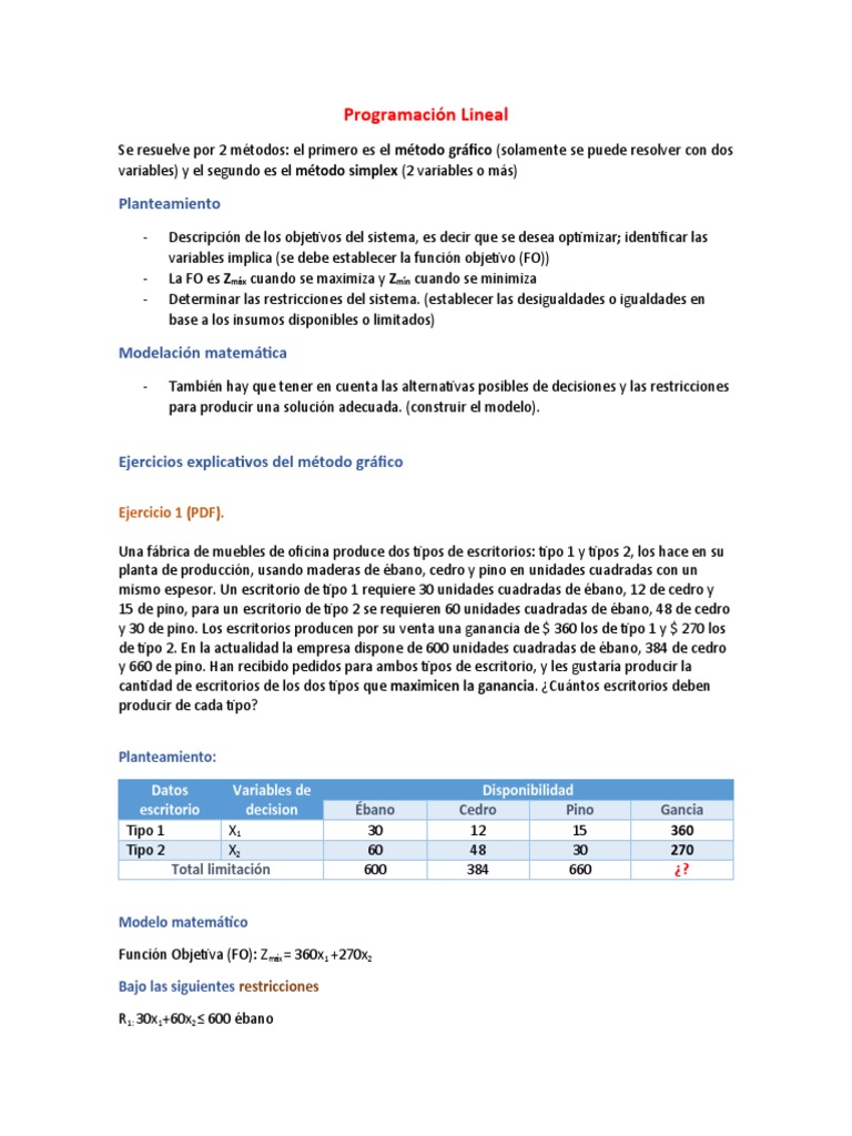 Programación Lineal | PDF | Programación lineal | Matemáticas Aplicadas