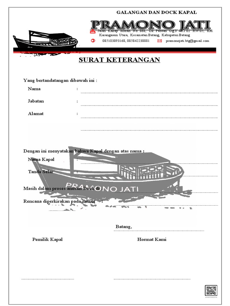 SURAT KETERANGAN Dock Kapal | PDF