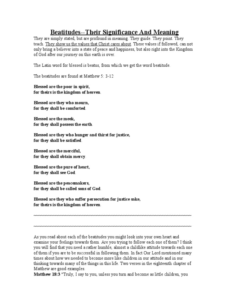 Beatitudes Meaning Of Pdf Mercy Jesus