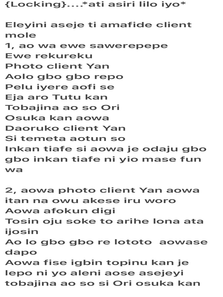 (Locking) .... Ati Asiri Lilo Iyo | PDF