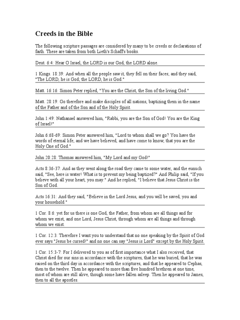 Creeds in the Bible | PDF | God The Father | Jesus