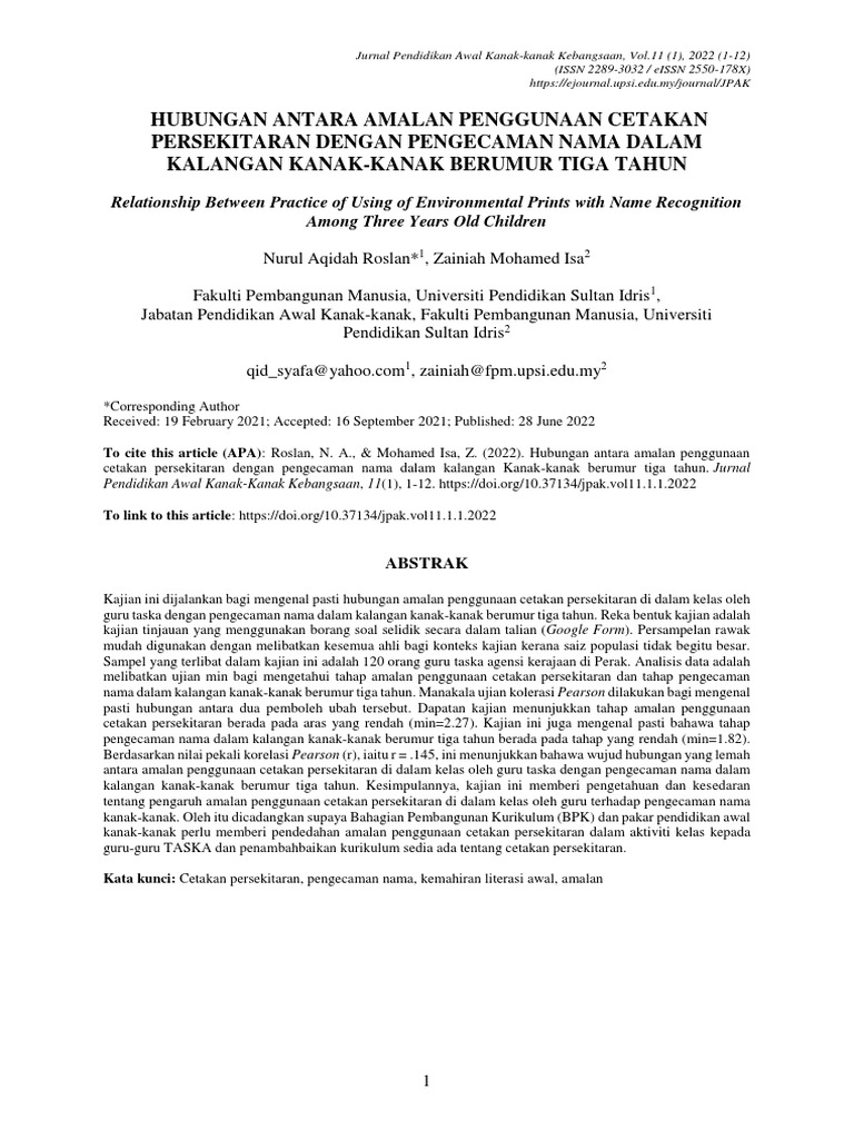 Hubungan antara Amalan Penggunaan Cetakan Persekitaran dan Pengecaman ...