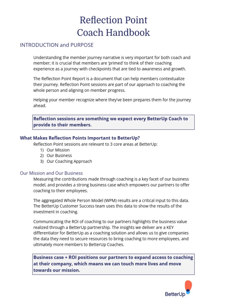 DO - Reflection Point Handbook For Coaches - Updated | PDF | Learning ...