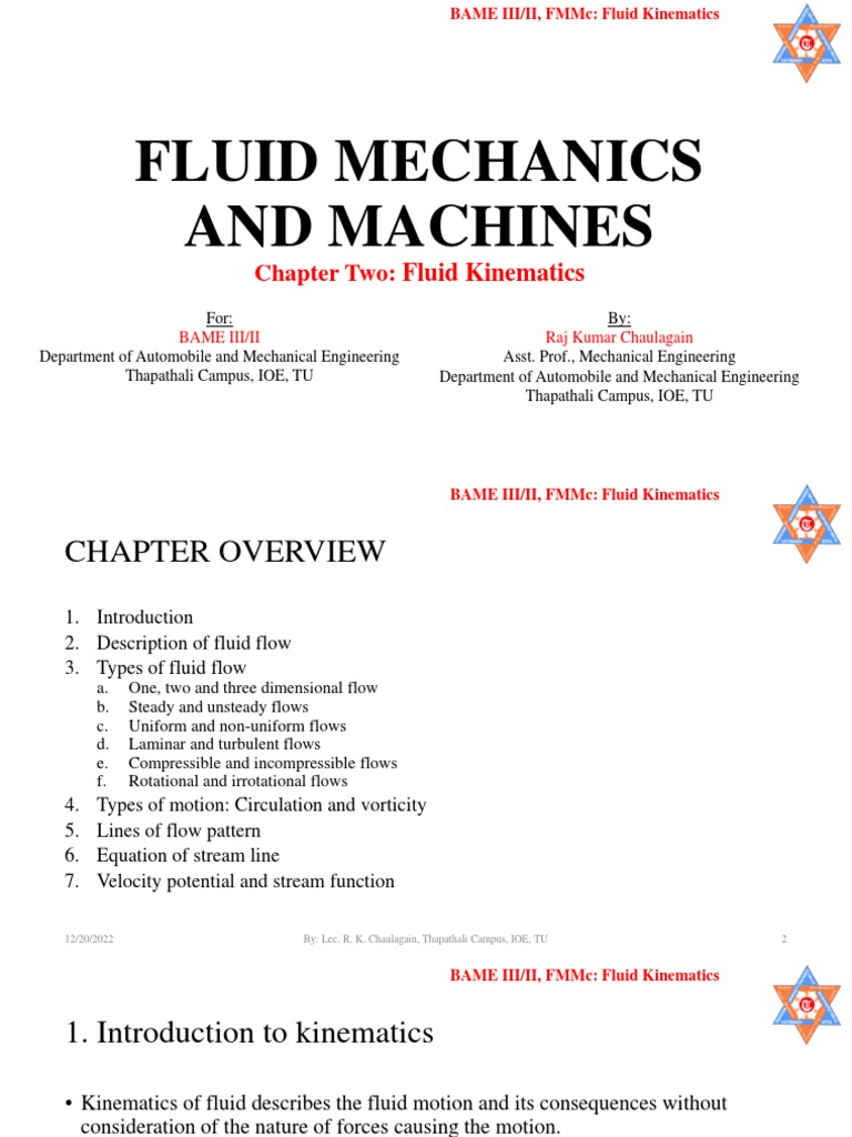 BAME FMMC Chap 2 Fluid Kinematics | PDF