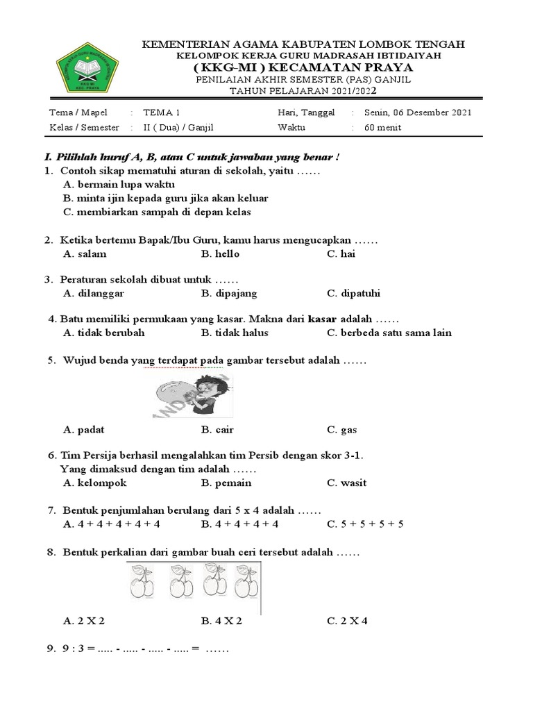 Soal PAS Kelas 2 Tema 2 Rev | PDF